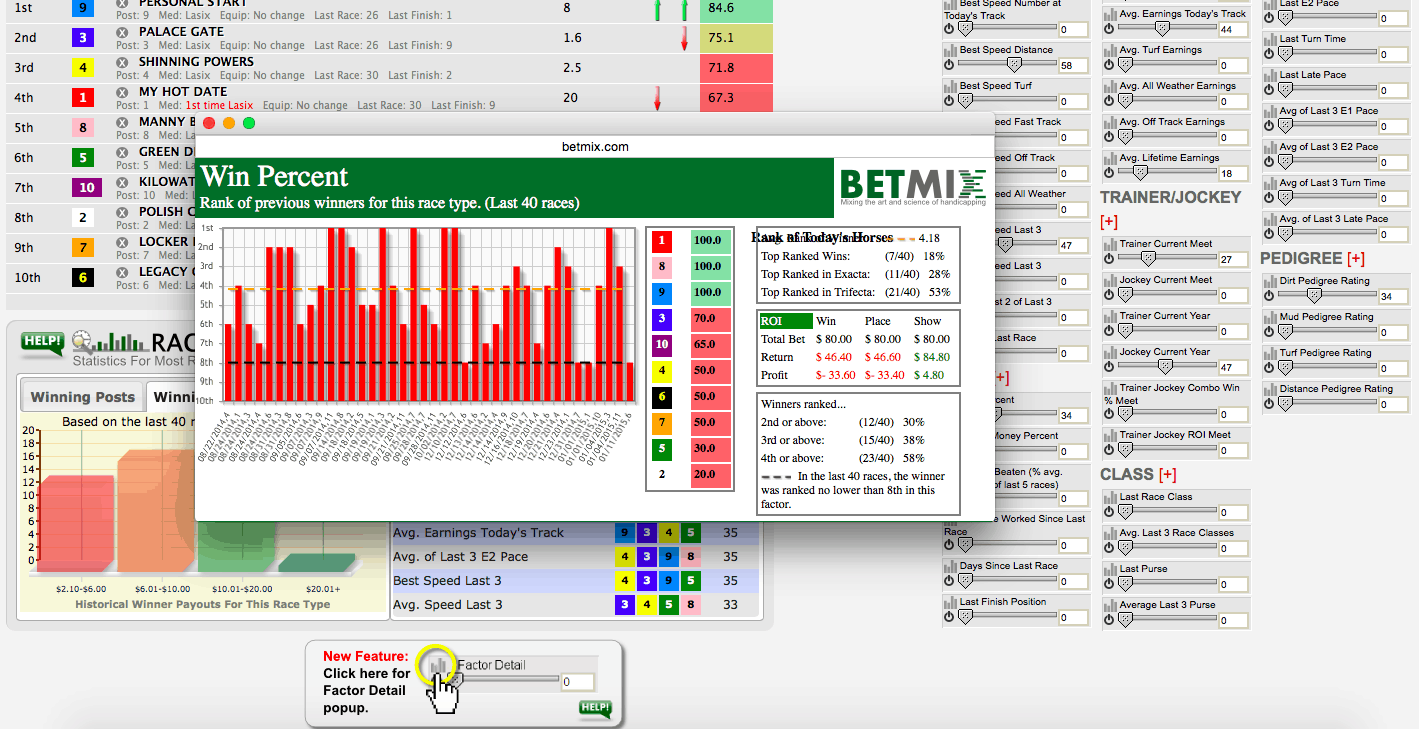 Factor Detail: New Feature to BETMIX - Racing Dudes